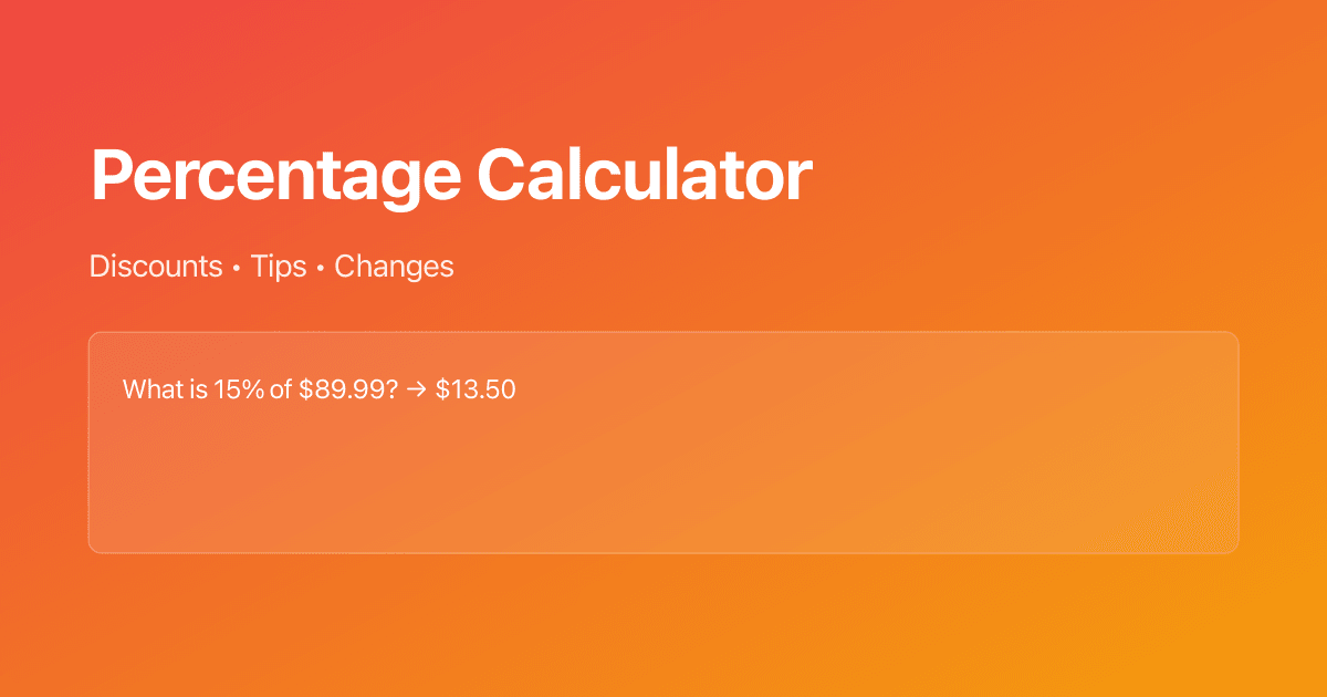 Percentage Calculator - Calculate Percentages, Discounts & More | Us5.com