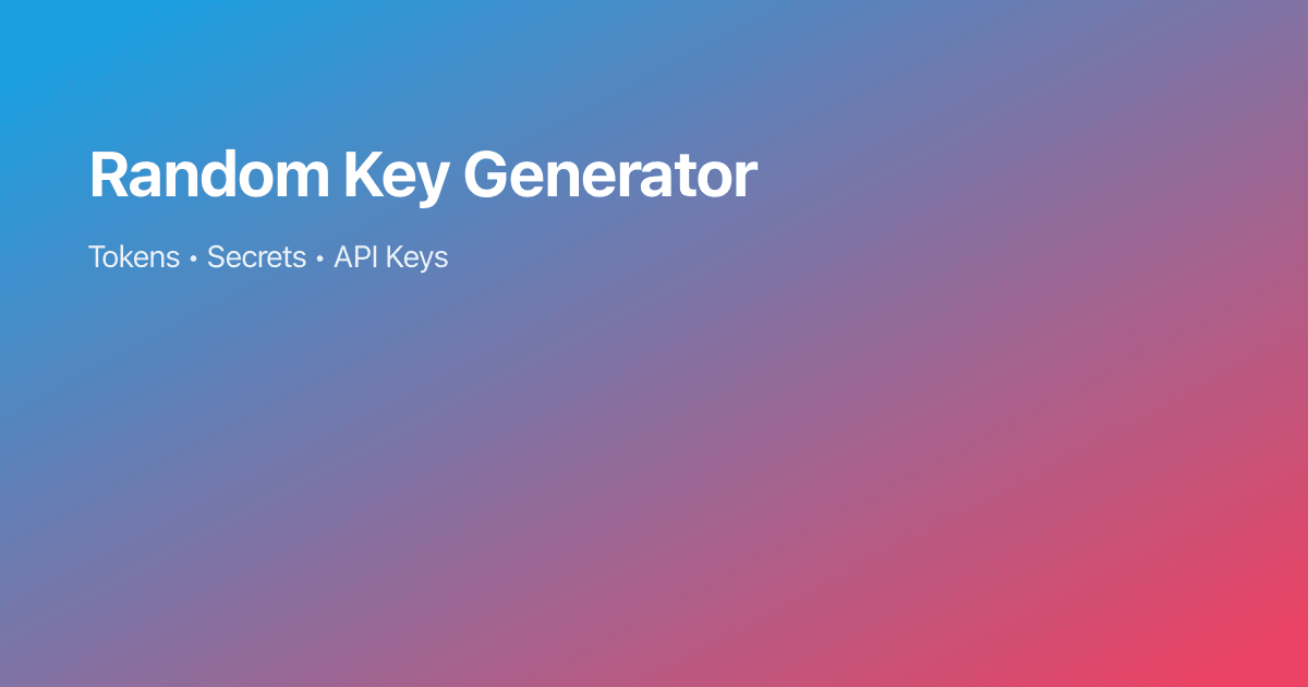 Free Random Key Generator - Generate API Keys & Encryption Keys Free