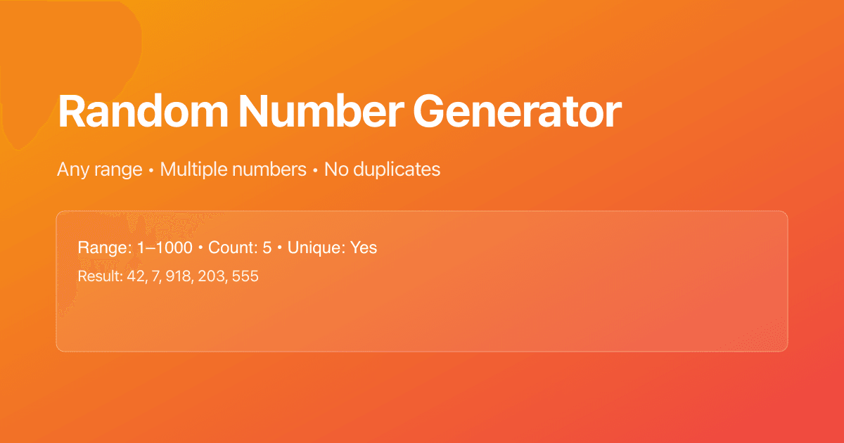 Random Number Generator - Free Online RNG Tool | US5