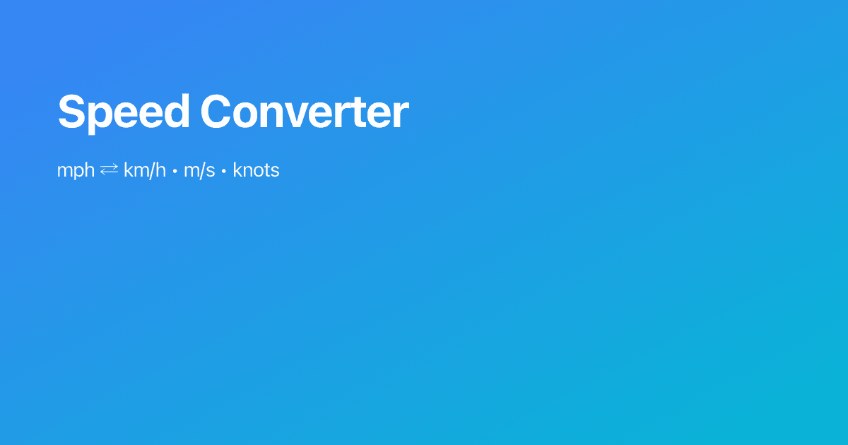 Speed Converter – MPH to KMH, Knots to MPH, M/S Converter | Us5.com