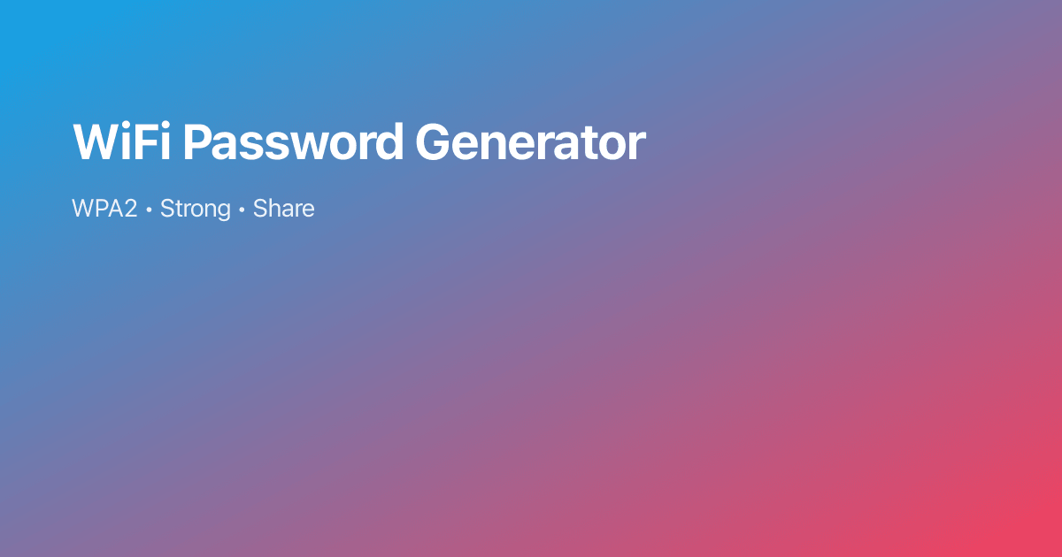 Free WiFi Password Generator - Generate Router Passwords Free